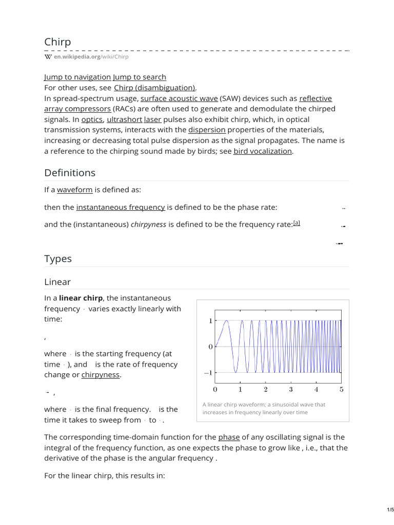 Chirp: Definitions | PDF | Telecommunications Engineering | Electronics