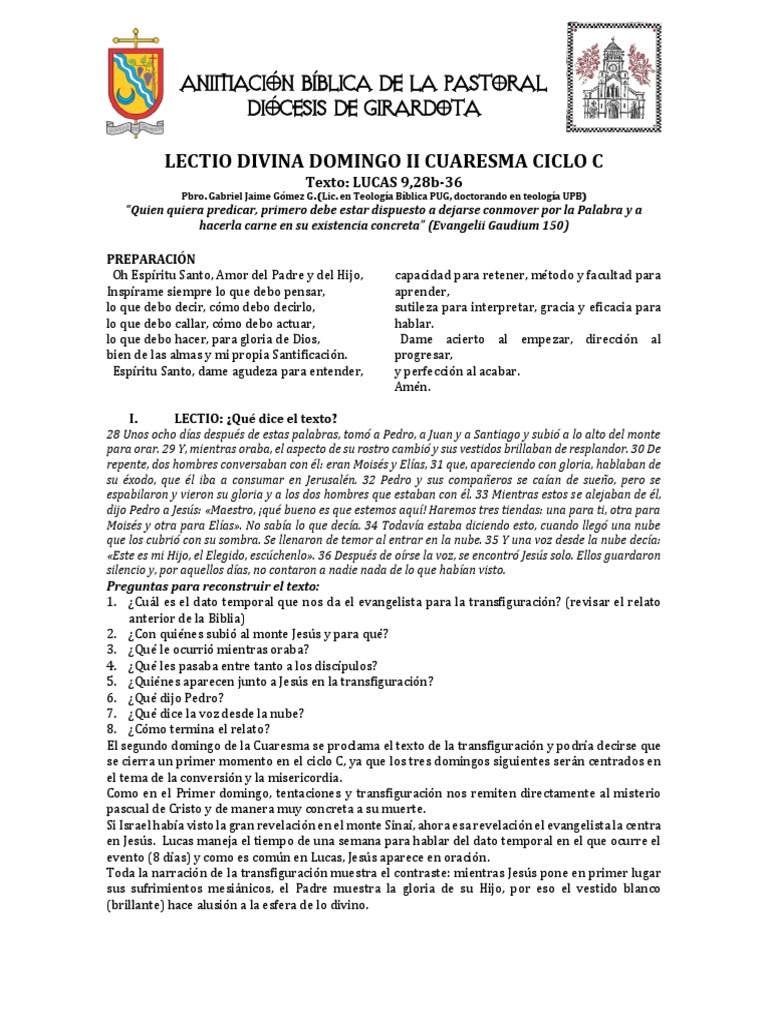 Lectio Divina Para El Tercer Domingo De Cuaresma Ciclo C Sale | www ...