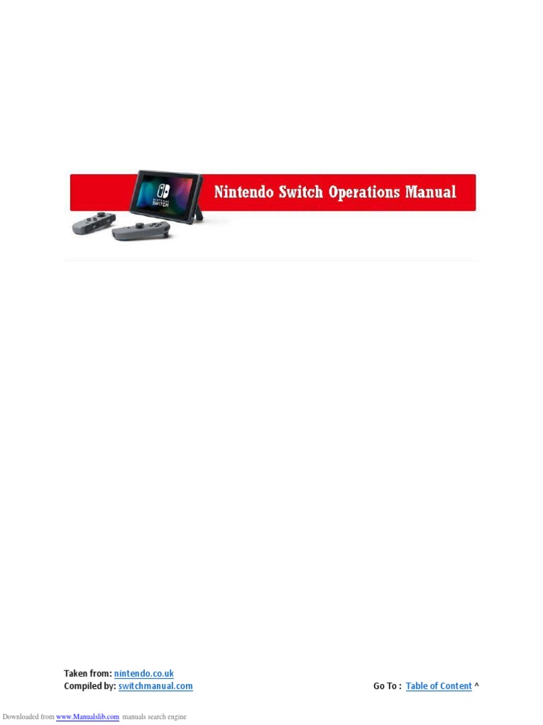 Nintendo Switch Operating Manual PDF | PDF | Video Game Hardware | Nintendo
