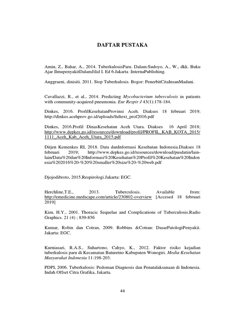 Daftar Pustaka Lapkas TB | PDF