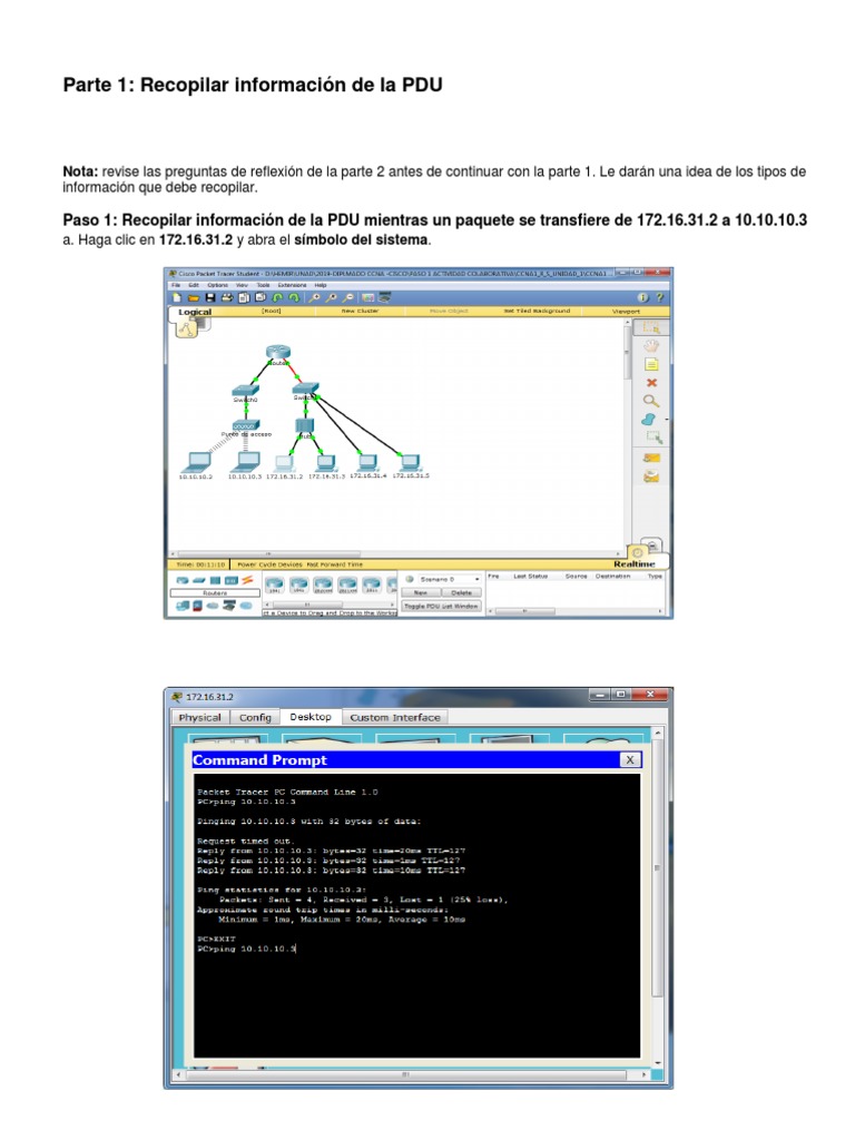 5.1.4.4 Packet Tracer - Identificacion de Direcciones MAC y Direcciones IP-SOLUCION | PDF ...