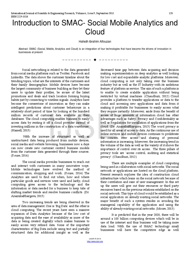 Introduction To SMAC Social Mobile Analytics and Cloud | PDF | Cloud Computing | Social Media