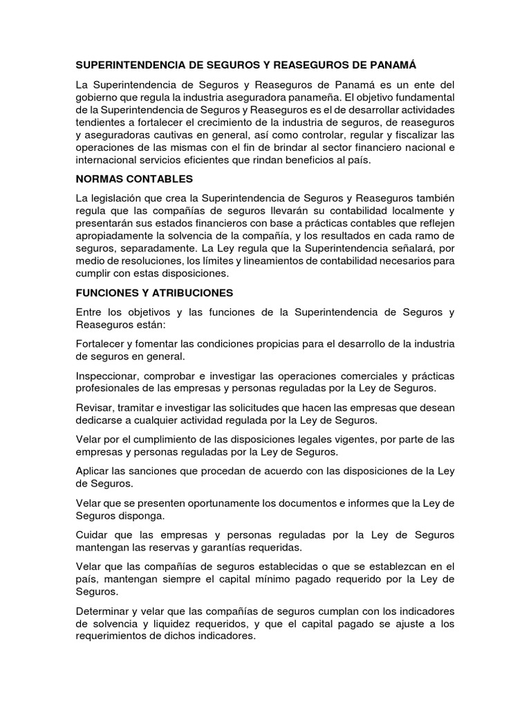 Superintendencia De Seguros Y Reaseguros De Panamá | Reaseguro | Seguro