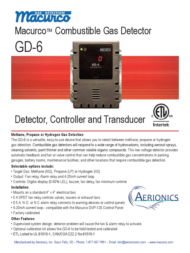 Macurco Combustible Gas Detector: Methane, Propane or Hydrogen Gas ...