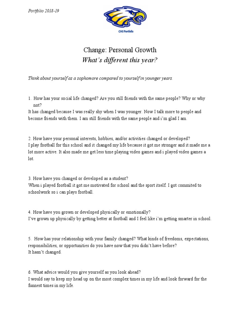 Personal Growth Reflections 2018-19 | PDF