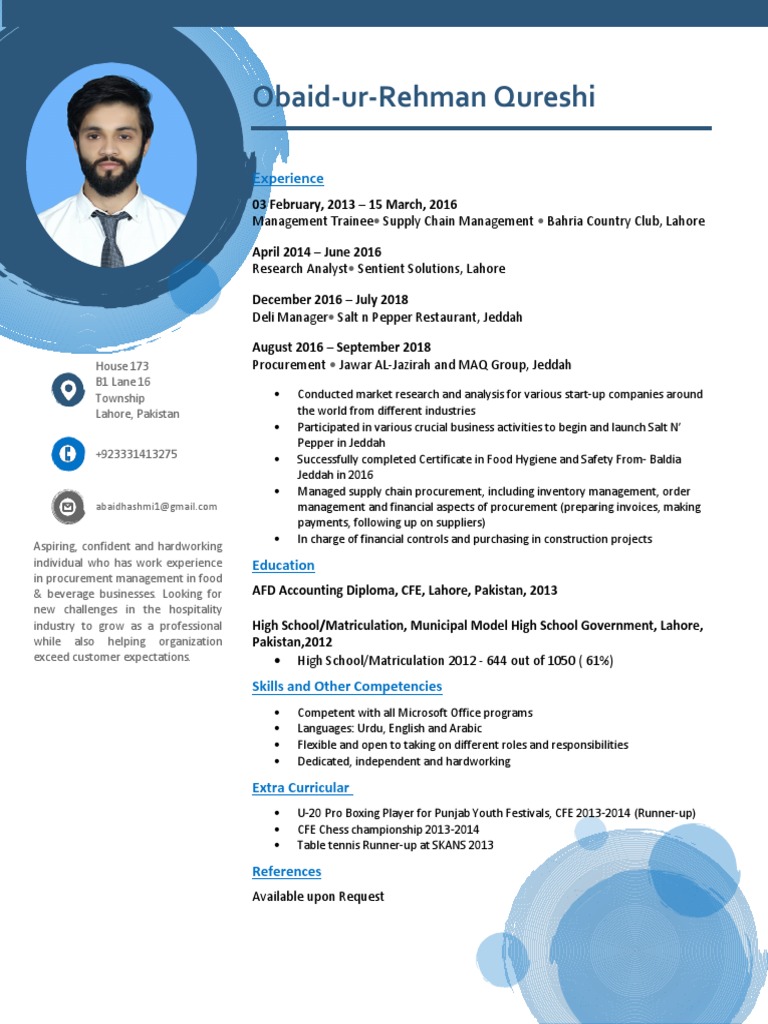 Obaid-ur-Rehman Qureshi: Experience | PDF | Business | Supply Chain ...