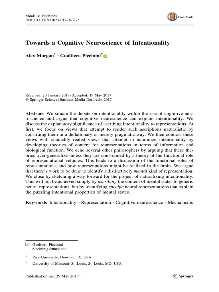 Towards A Cognitive Neuroscience of Intentionality | PDF | Philosophy ...