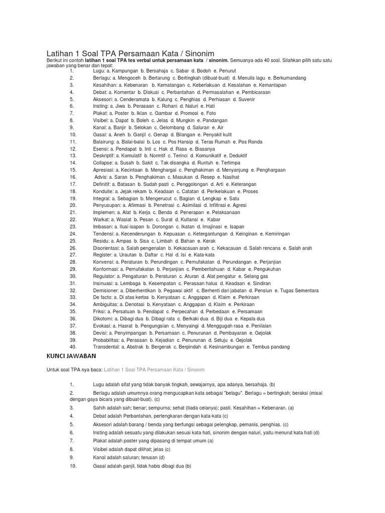 Latihan Soal Tpa Pdf