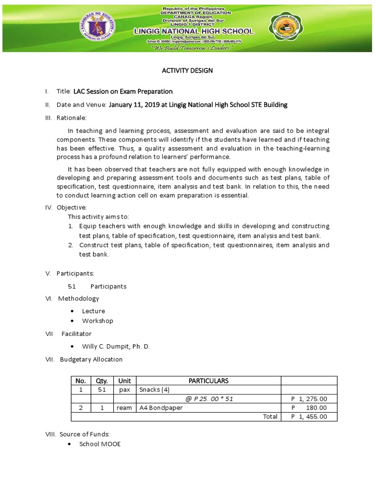 Activity Design | PDF | Test (Assessment) | Evaluation