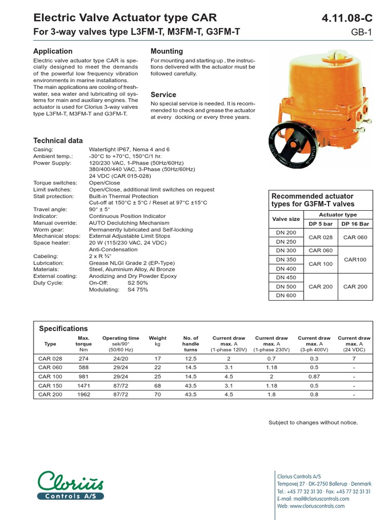 Clorius Actuator CAR | PDF | Actuator | Valve
