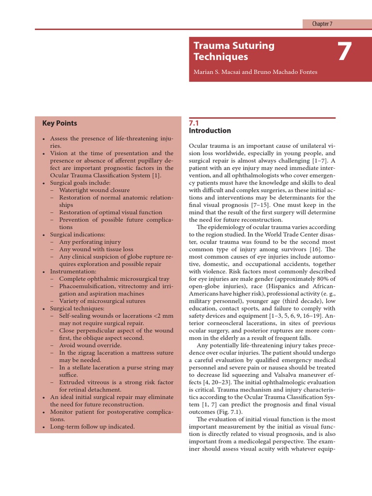 Trauma Suturing Techniques: Key Points | PDF | Surgical Suture | Glaucoma