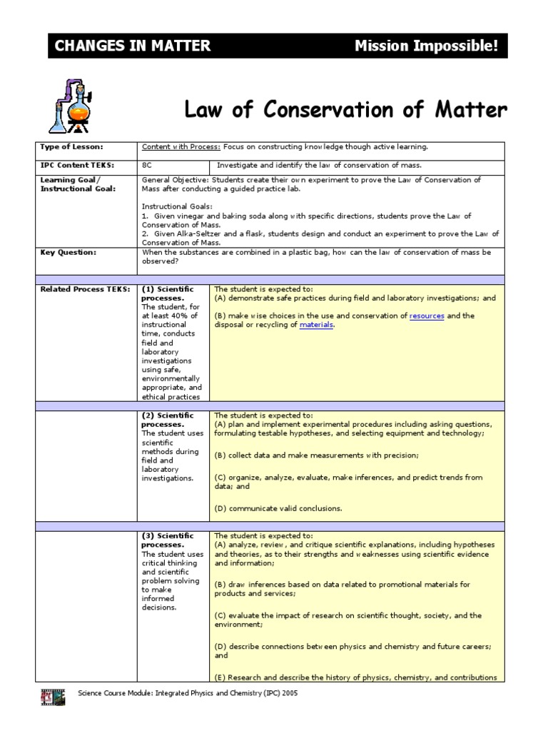 Conservation of Matter Lab | PDF | Chemistry | Scientific Method