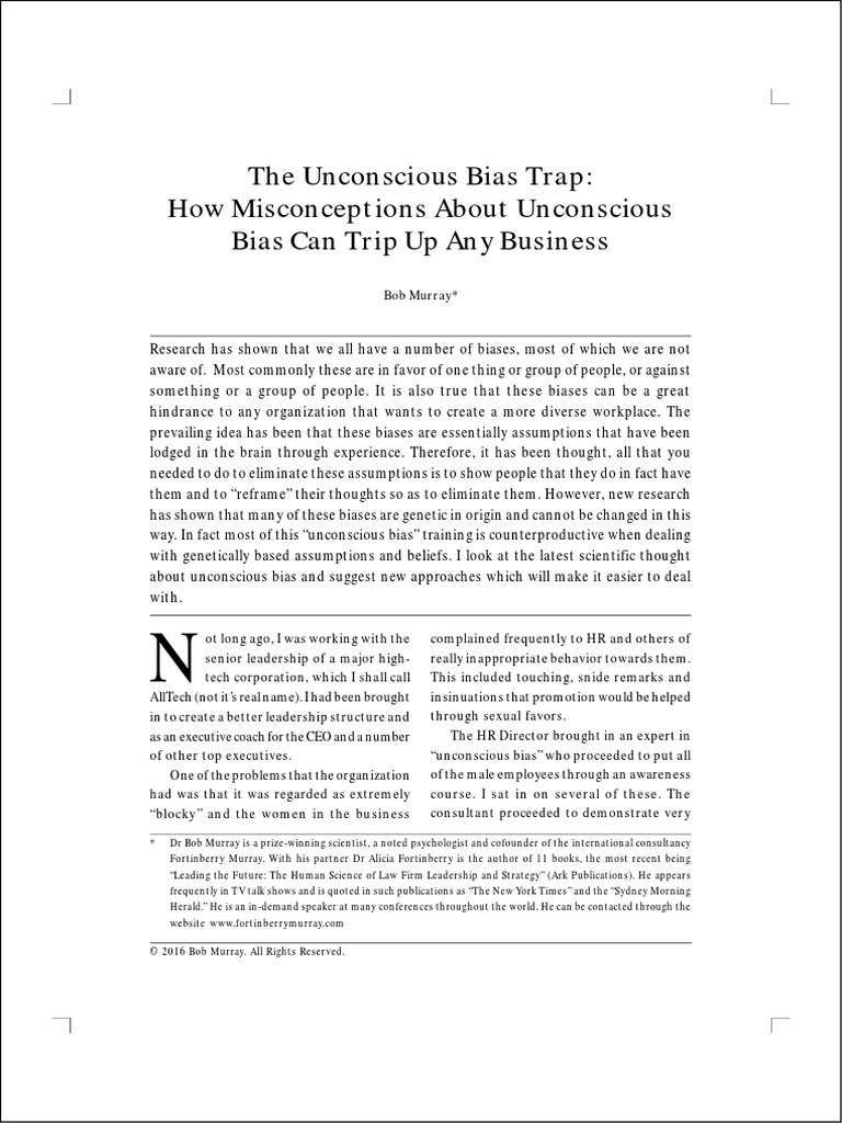 The Unconscious Bias Trap How | PDF | Bias | Stereotypes