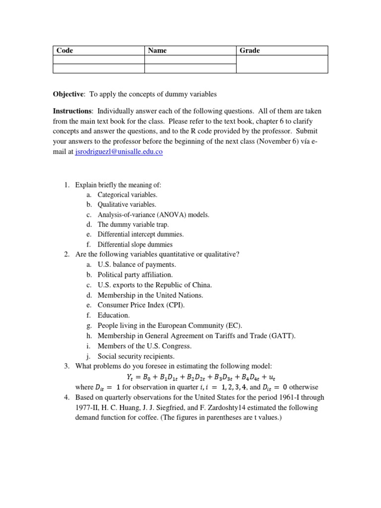 Dummy Variables | PDF | Dummy Variable (Statistics) | Demand