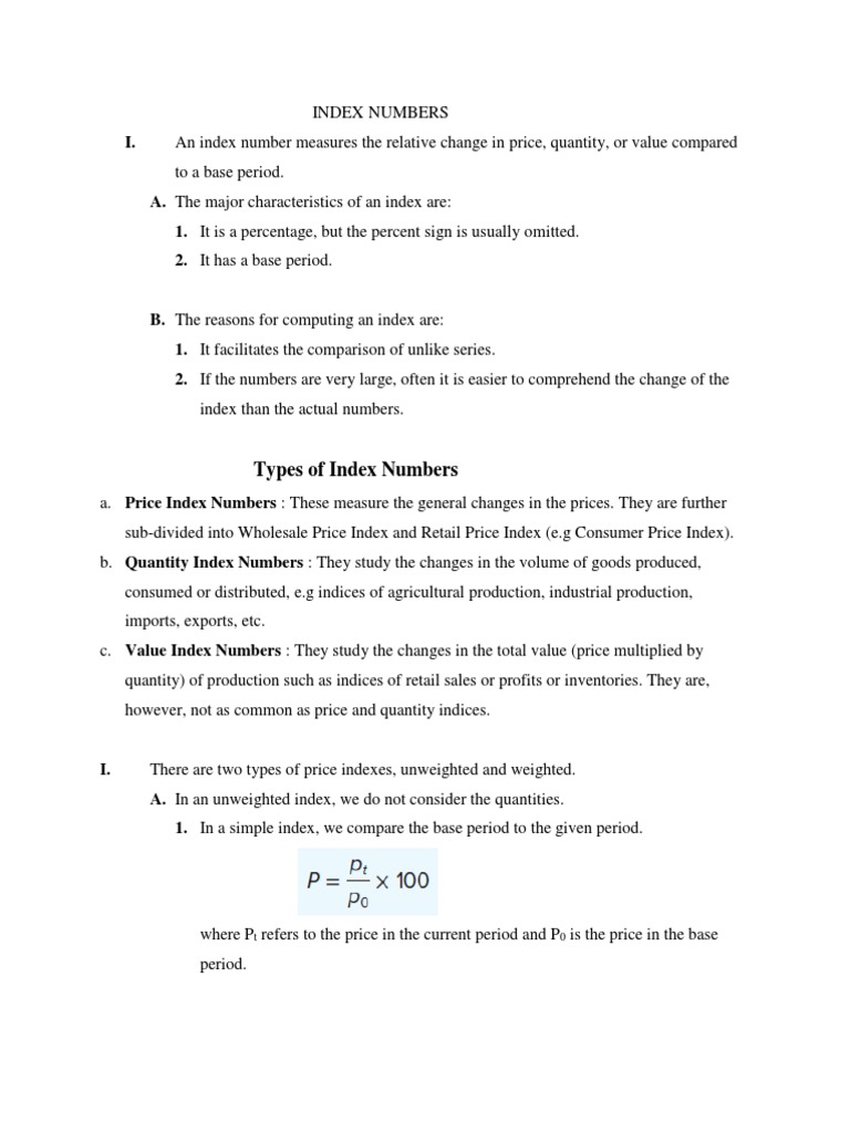 Lecture On Index Numbers | PDF | Price Indices | Index (Economics)
