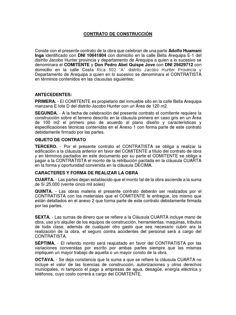 Contrato de Construcción | PDF