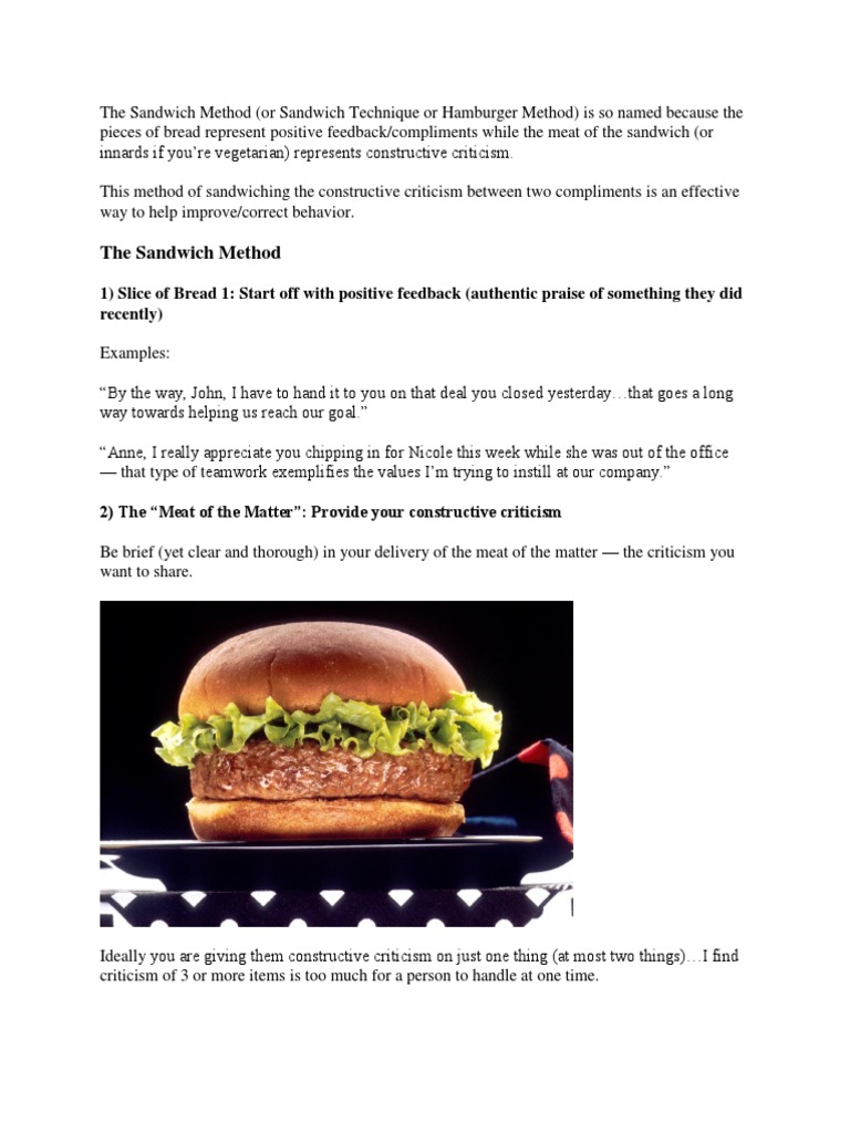 Mastering the Sandwich Feedback Method | PDF | Criticism | Sandwich