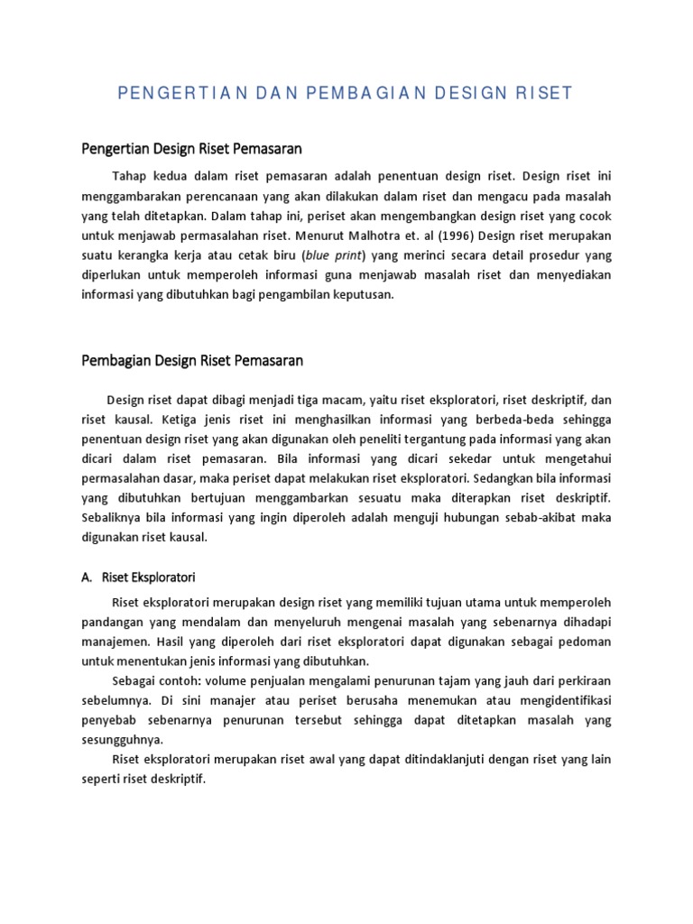 Pembagian Desain Riset | PDF