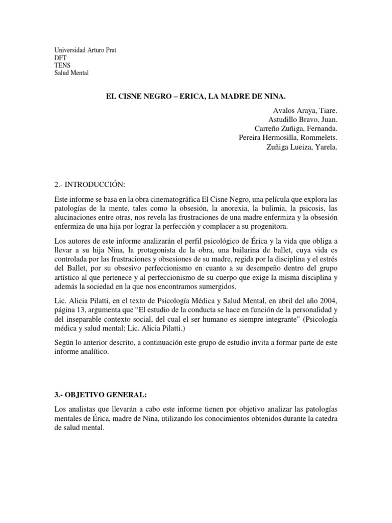 Analisis Cisne Negro Erica Sayers | PDF | Salud mental | Trastorno mental
