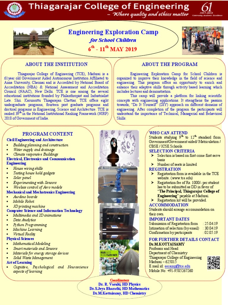 Engineering Exploration Camp: For School Children | PDF | Engineering ...