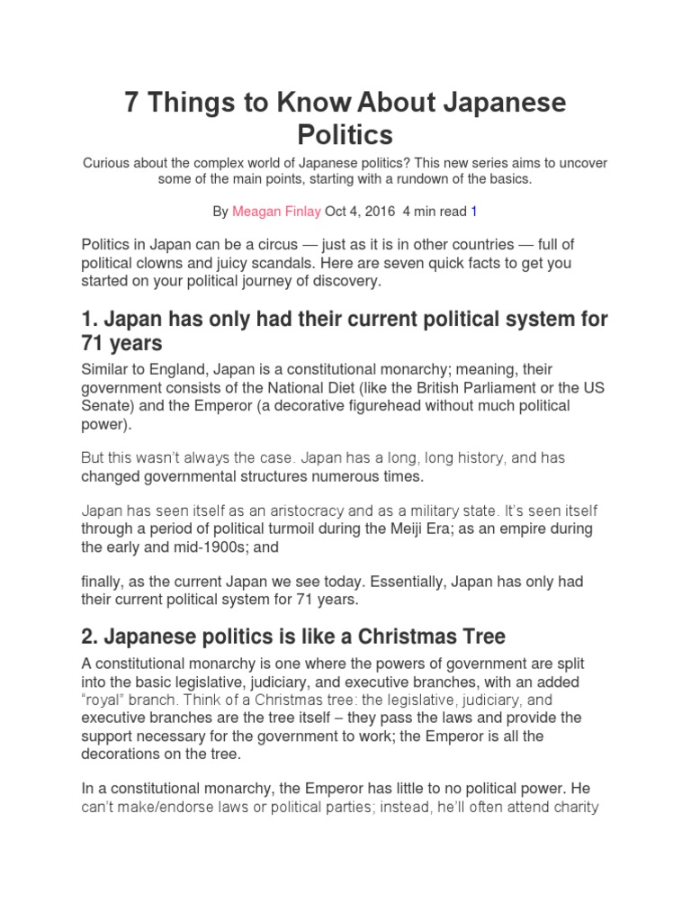 7 Things To Know About Japanese Politics | PDF | Voter Turnout | Voting