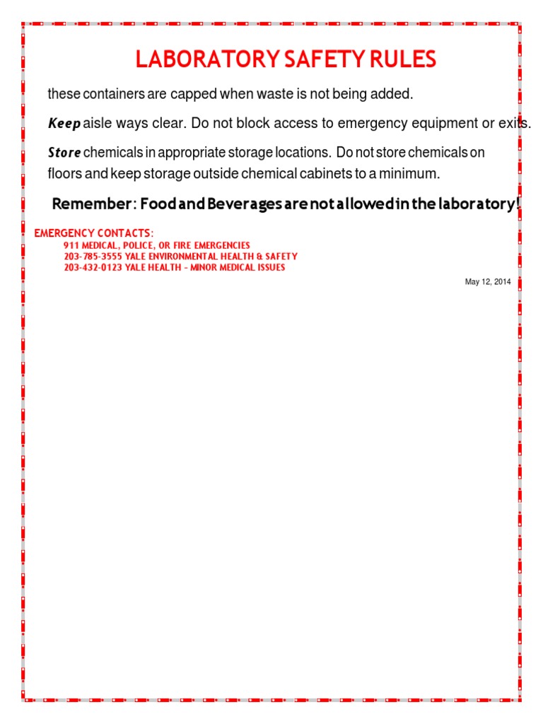 Laboratory Safety Rules: Remember: Food and Beverages Are Not Allowed ...