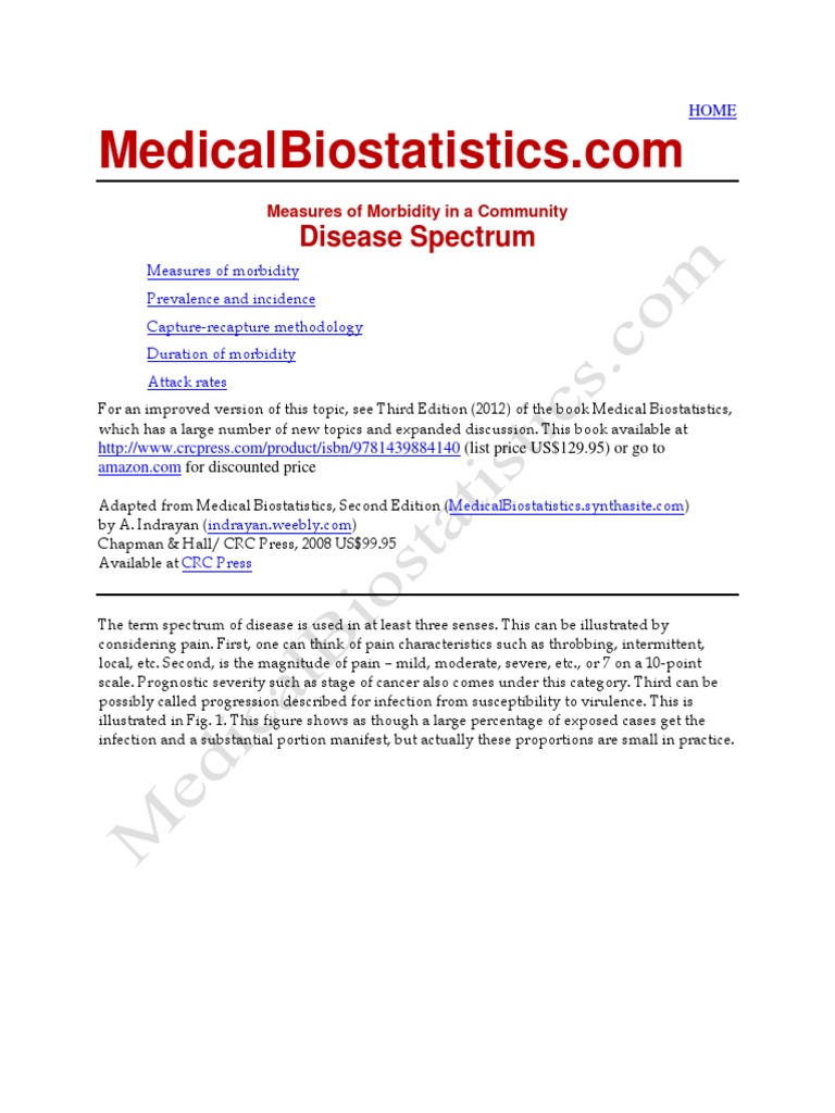 Disease Spectrum: Measures of Morbidity in A Community | PDF | Pathogen ...
