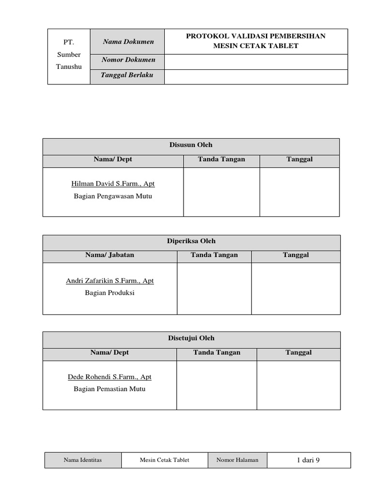 Protokol Validasi Proses Mesin | PDF