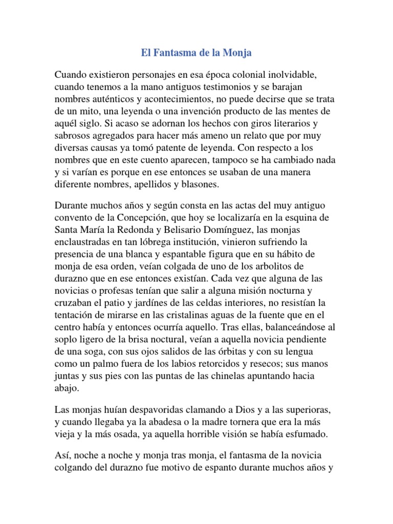 El Fantasma de la Monja | PDF | María, madre de Jesús | Amor