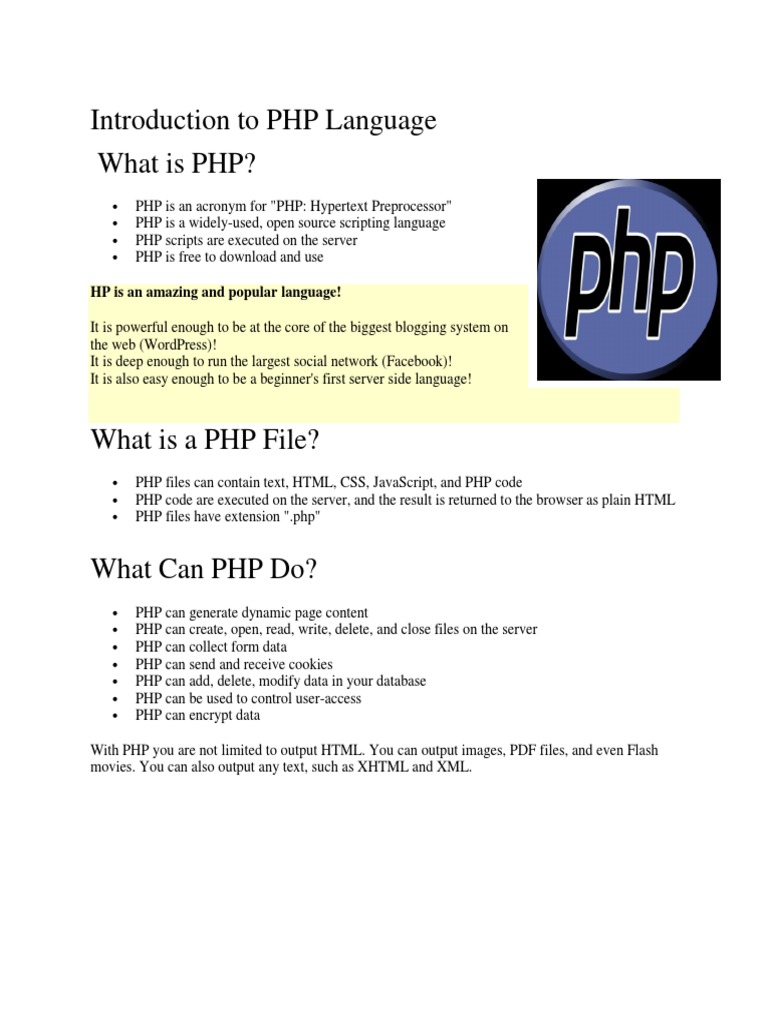 Introduction To PHP Language | PDF | Php | Control Flow