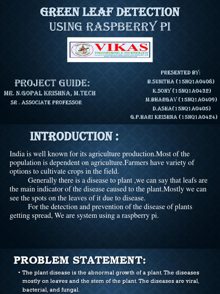Raspberry Pi for Leaf Disease Detection | PDF | Raspberry Pi | Plant ...