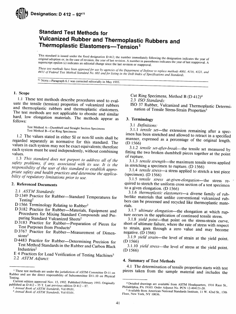 Astm D-412-92 PDF | PDF