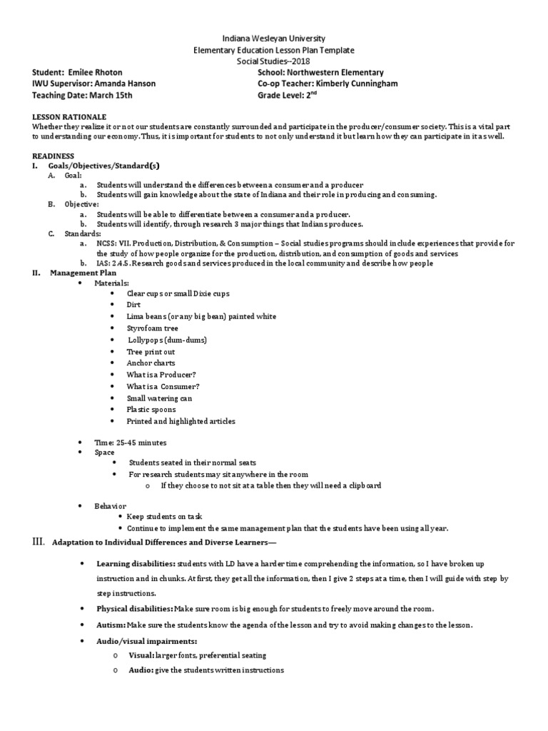 2nd Grade Lesson: Producers & Consumers | PDF | Lesson Plan ...