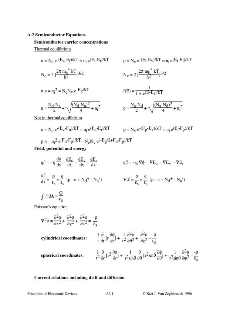 Semiconductor Equations and Principles | PDF | P–N Junction | Bipolar ...