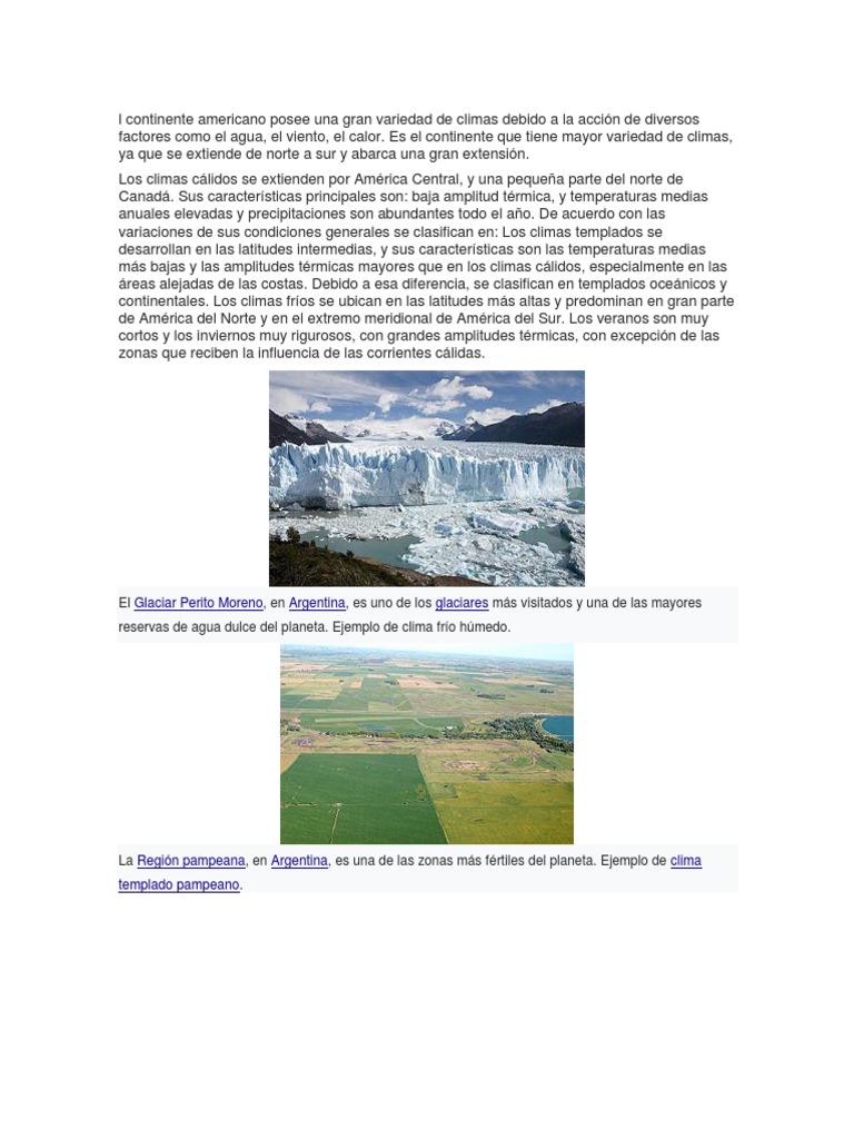 La gran variedad de climas en América y sus características | PDF ...