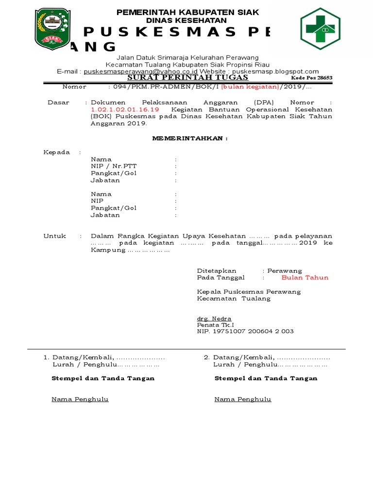 Format SPT Dan LPD BOK 2019 | PDF