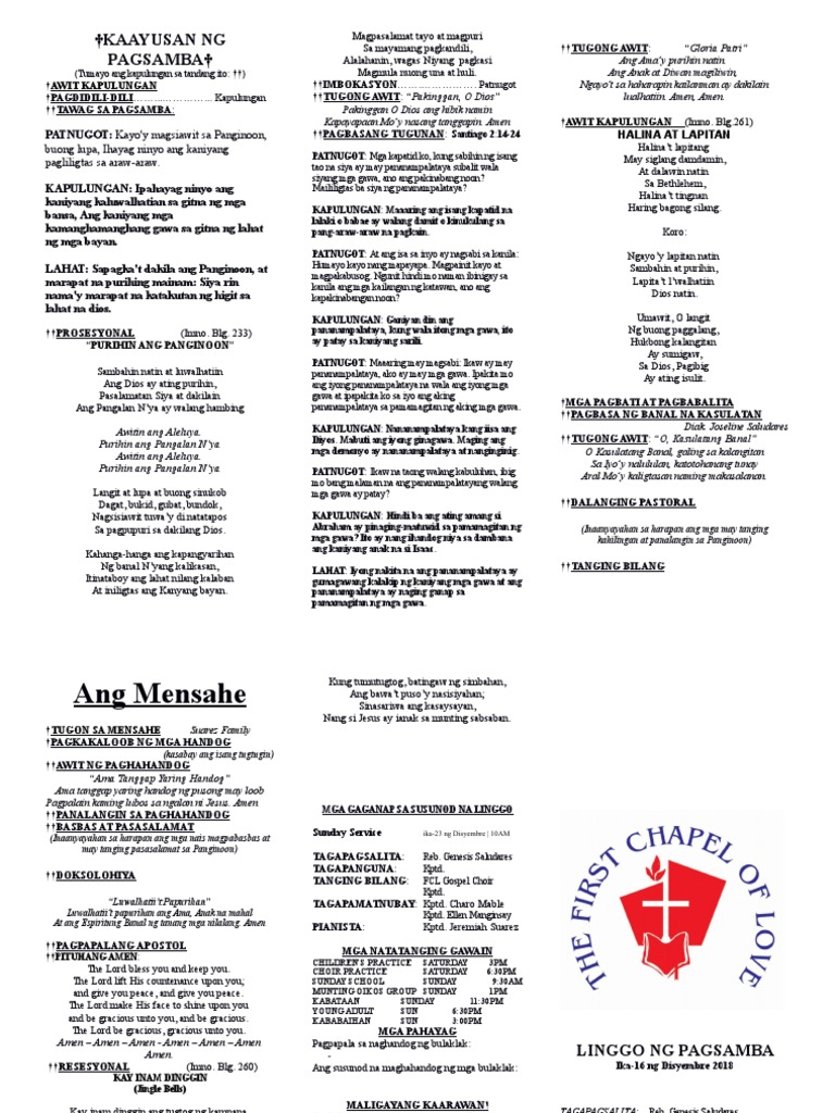 Kaayusan NG Pagsamba : Buong Lupa, Ihayag Ninyo Ang Kaniyang ...