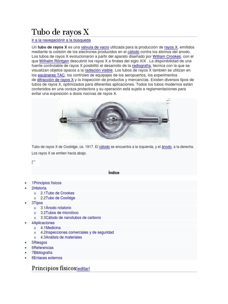 Tubo de Rayos X | Descargar gratis PDF | Rayo X | Electrón