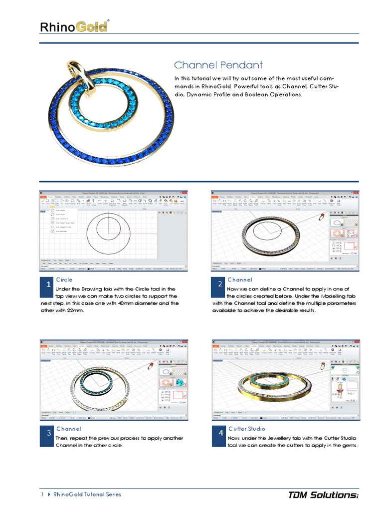 RhinoGold 4.0 - Level 1 - Tutorial 015P - Channel Pendant PDF | PDF | Jewelry | Design