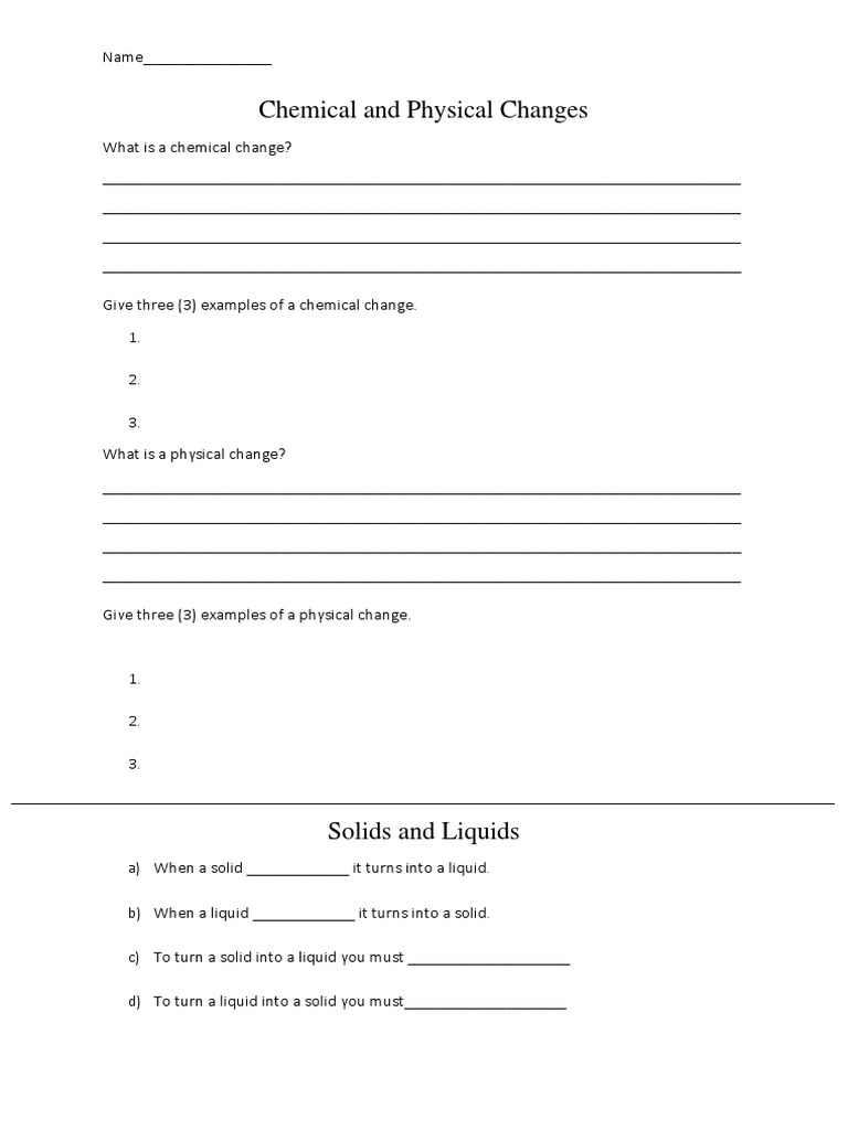 Year 5 Chemical and Physical Changes Assessment | PDF
