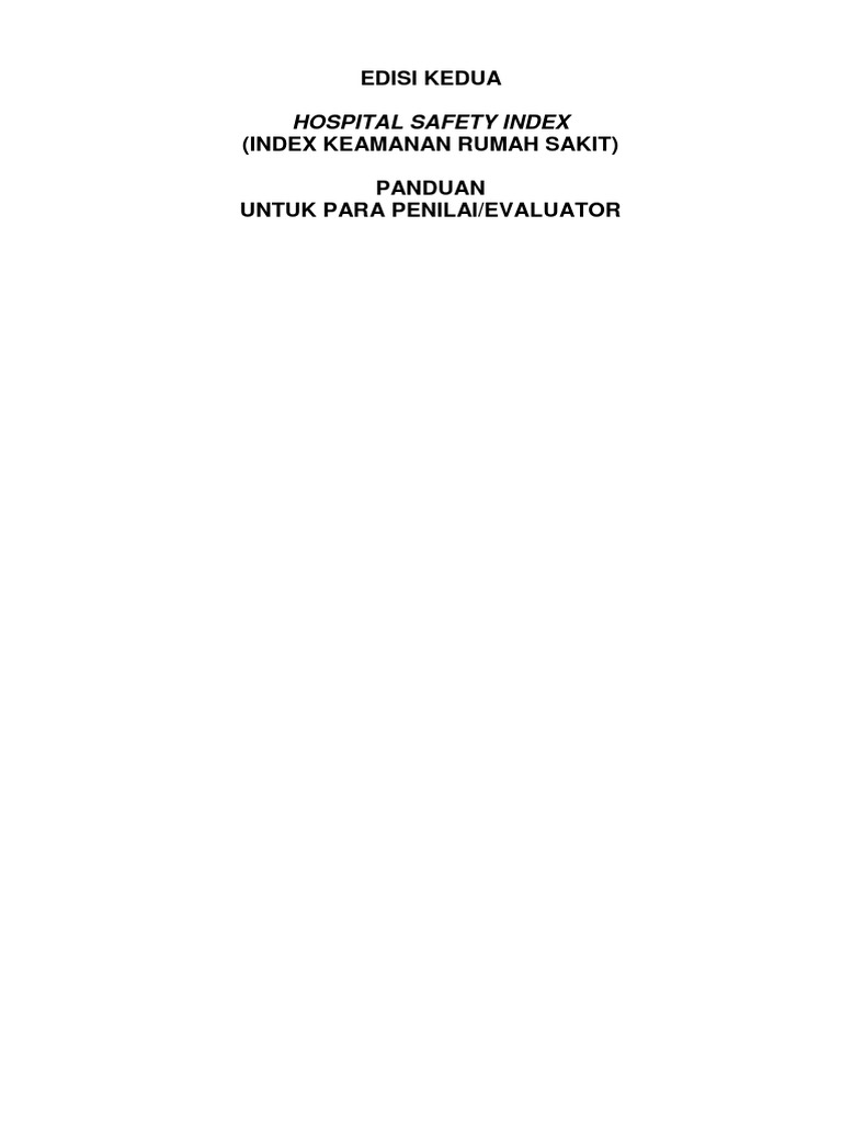 14 Panduan Hospital Safety Index Untuk Penilai | PDF