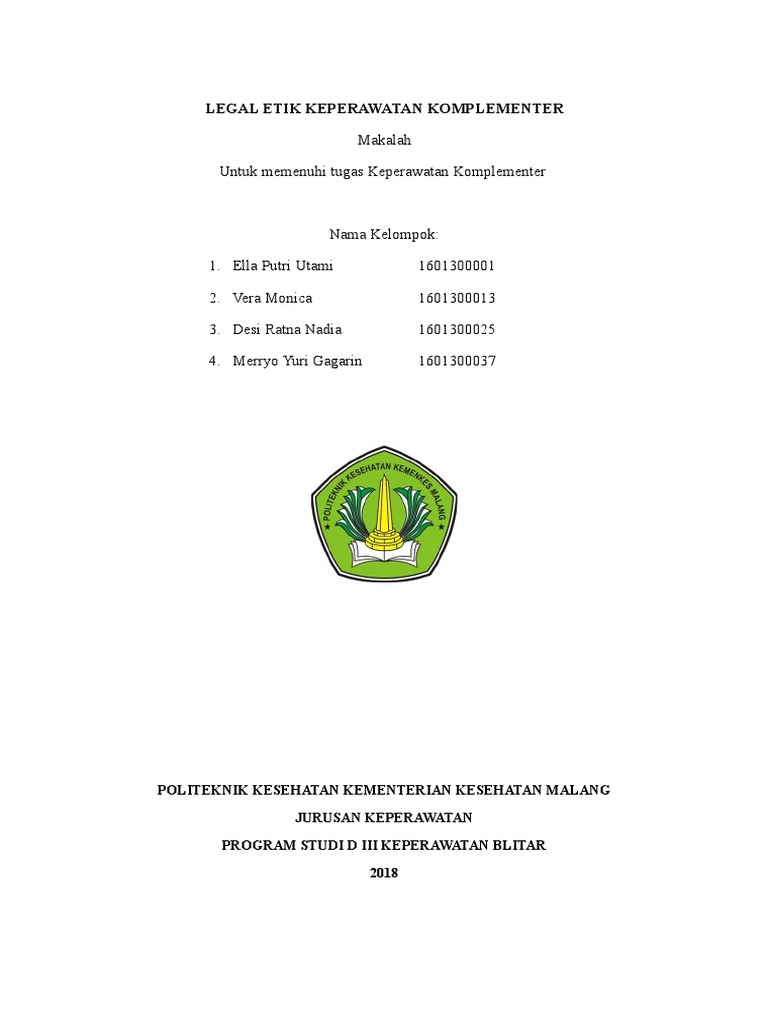 Kelompok 1 - Legal Etik Kep Komplementer | PDF