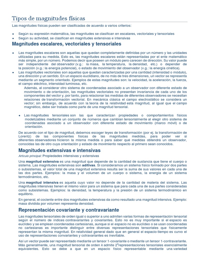 Tipos de Magnitudes Físicas | PDF | Vector Euclidiano | Física