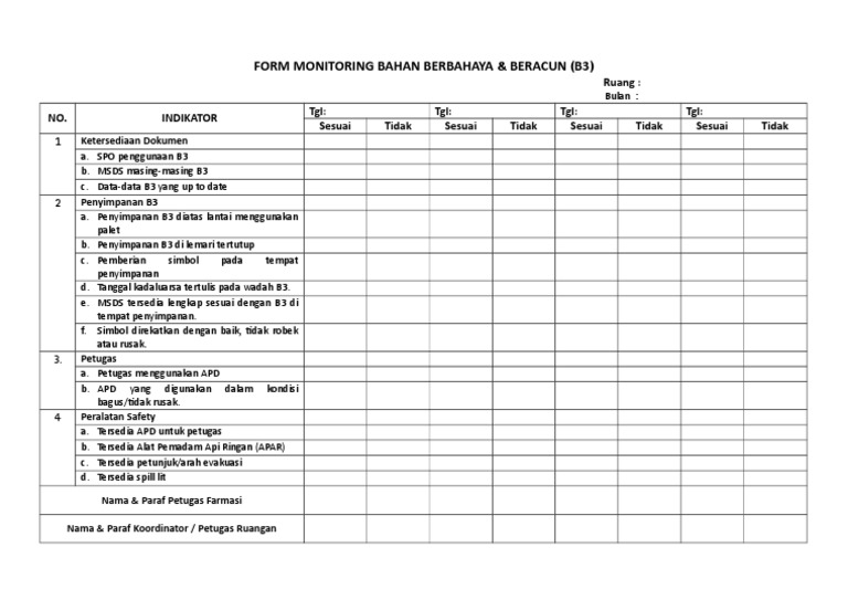 Form Monitoring Bahan b3 | PDF