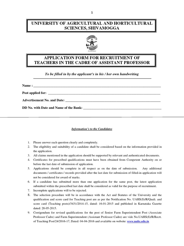 3 Application Format For Assistant Professor | PDF | Doctor Of ...