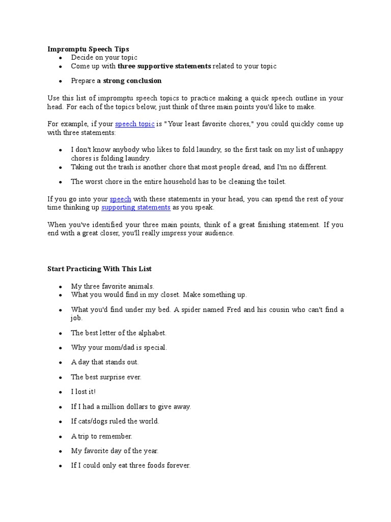 Public Speaking (Impromptu) | PDF