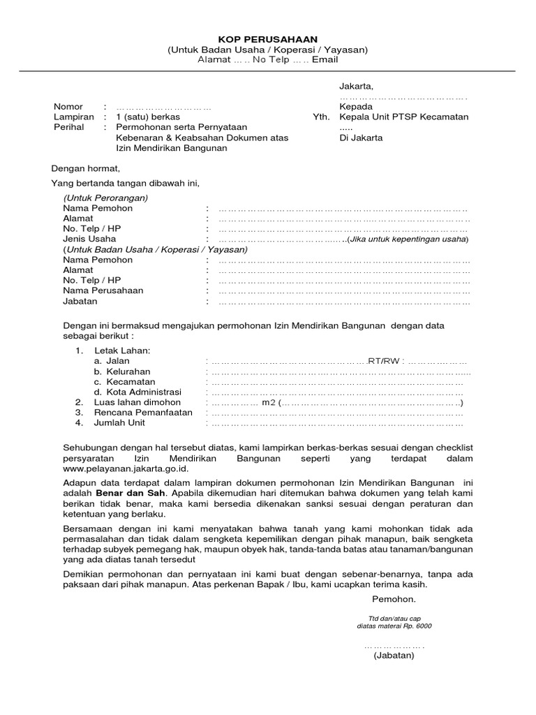 Formulir IMB Dki | PDF
