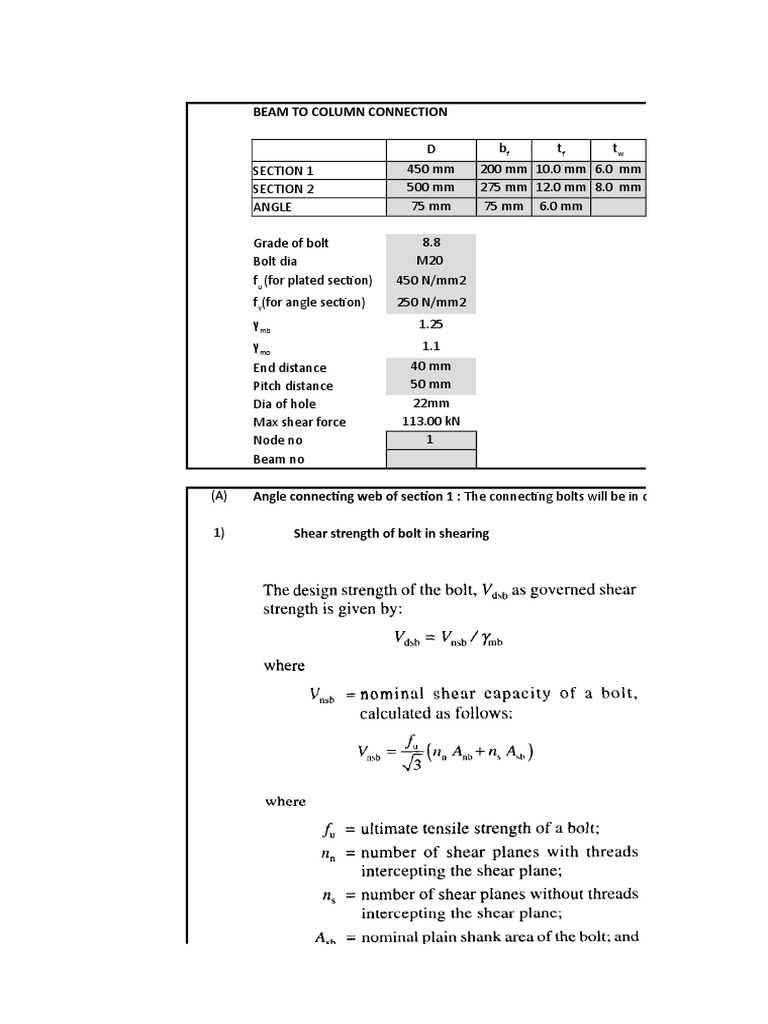 Connection Design Pdf Screw Materials
