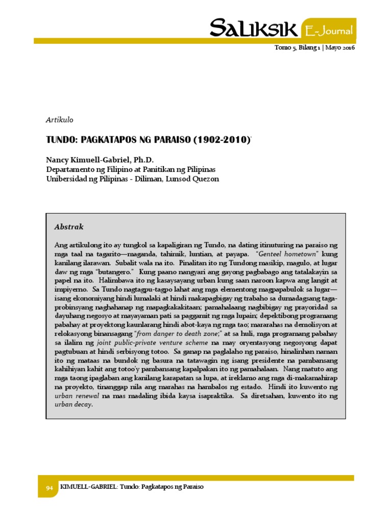 Tundo PagkataposngParaiso1902-2010 PDF | PDF