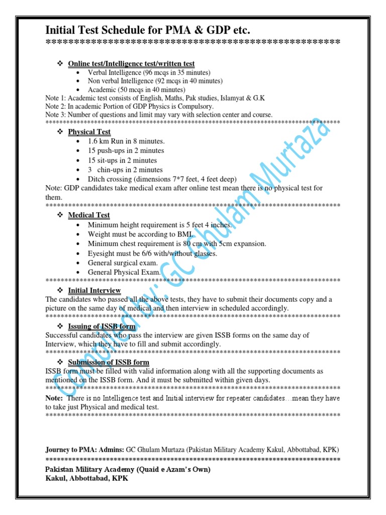 Initial Test Schedule For PMA and GDP | PDF | Test (Assessment) | Tests